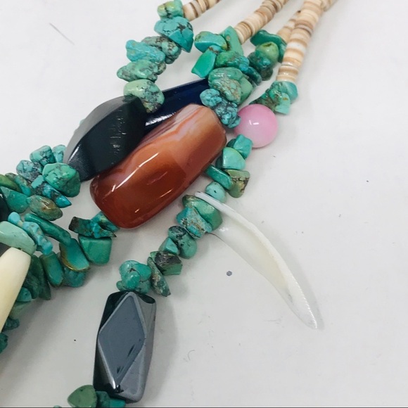 Vintage | Jewelry | Native American Shell Turquoise Beaded Necklace ...